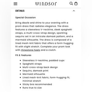 Windsor | Dresses | Nwt Htf Lila Formal Open Back Sequin Mermaid Floor ...
